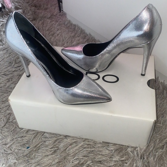 Aldo | Shoes | Aldo Metallic Silver Stiletto Heels | Poshmark
